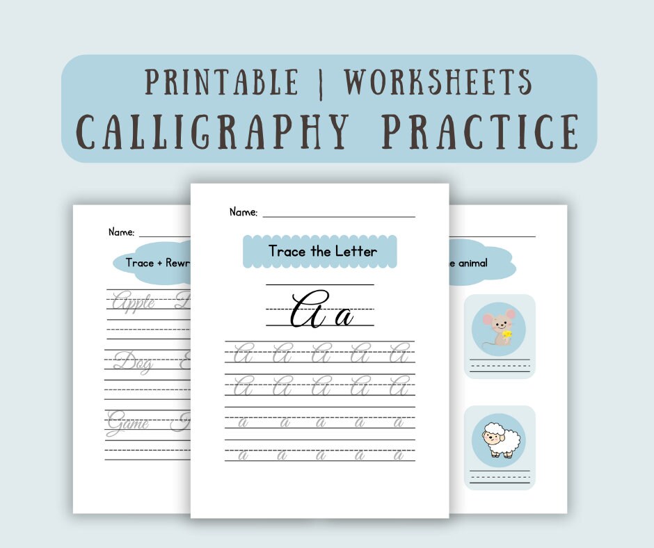 Back to School Calligraphy Practice Worksheet - Alphabet & Word Tracing ...