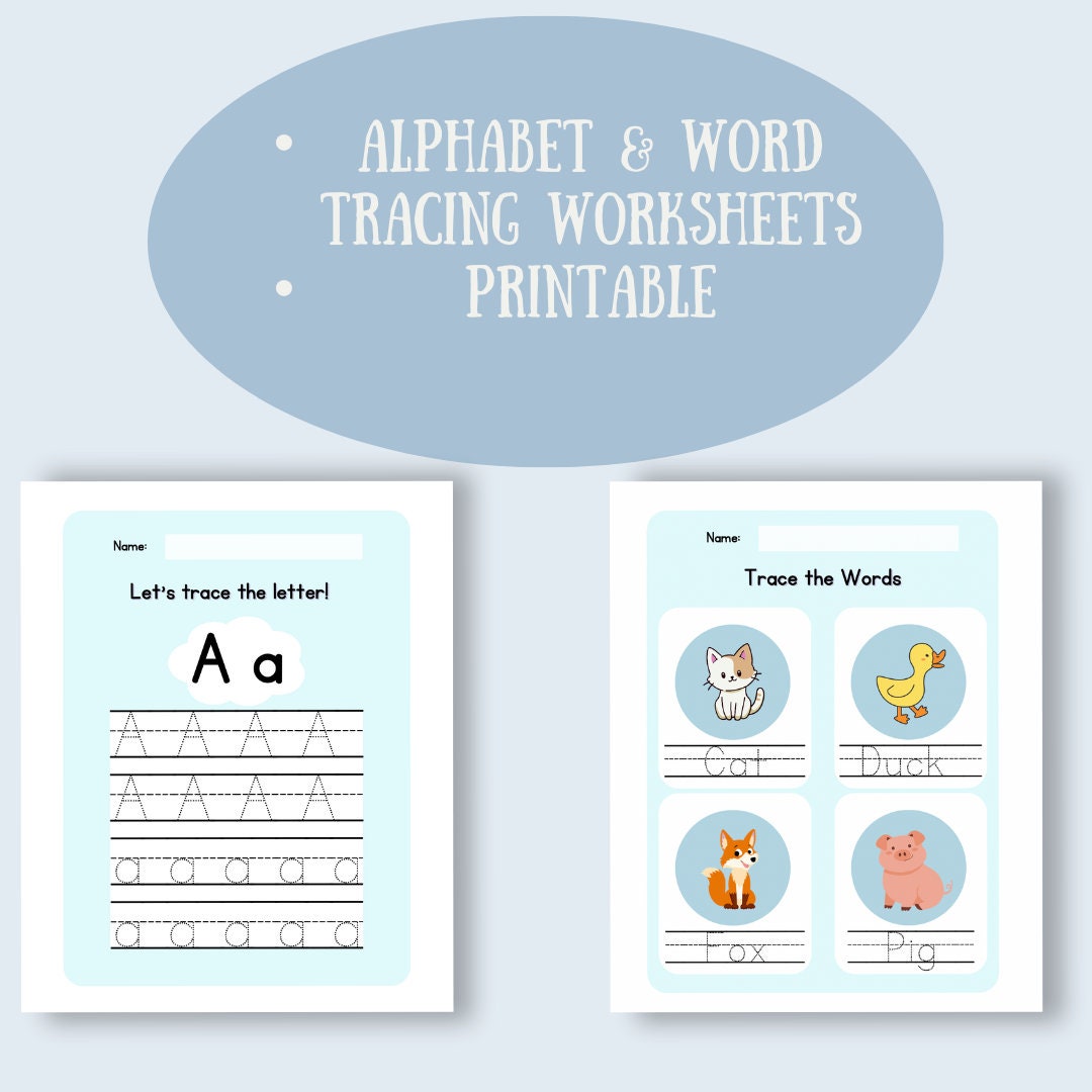 Alphabet & Word Tracing Worksheets - Printable Practice for Preschool ...