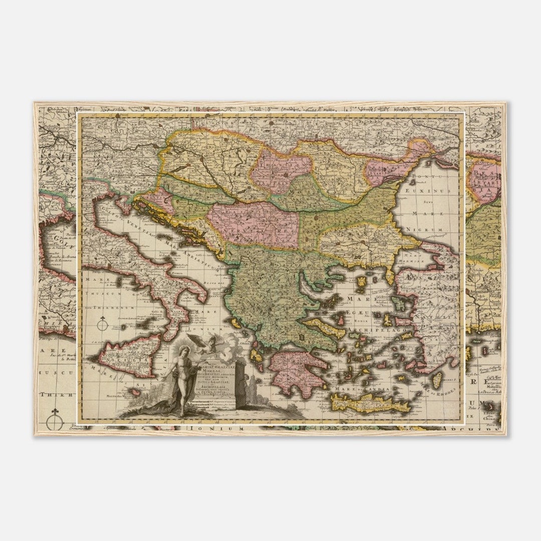Ca. 1720 Map of the Balkans Tartaria by Peter Schenk - Premium Framed ...