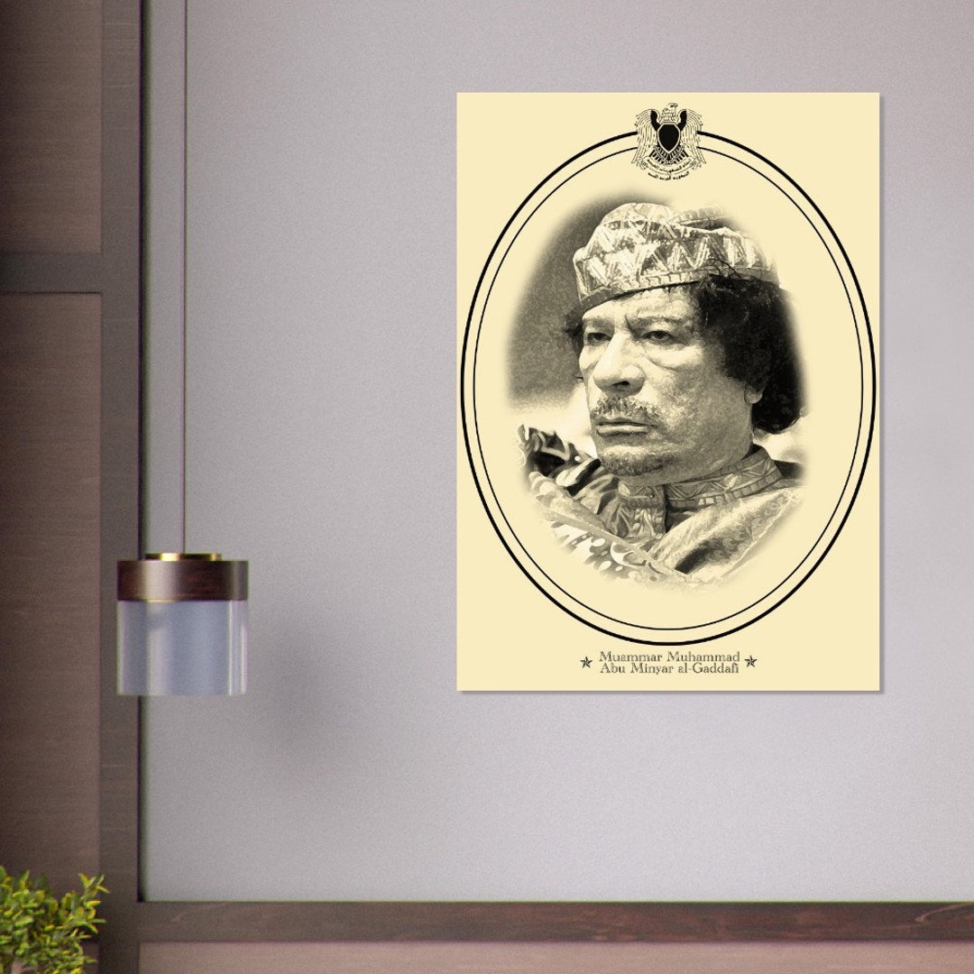 Vintage Style Gaddafi Portrait Premium Matte Paper Poster Historical ...