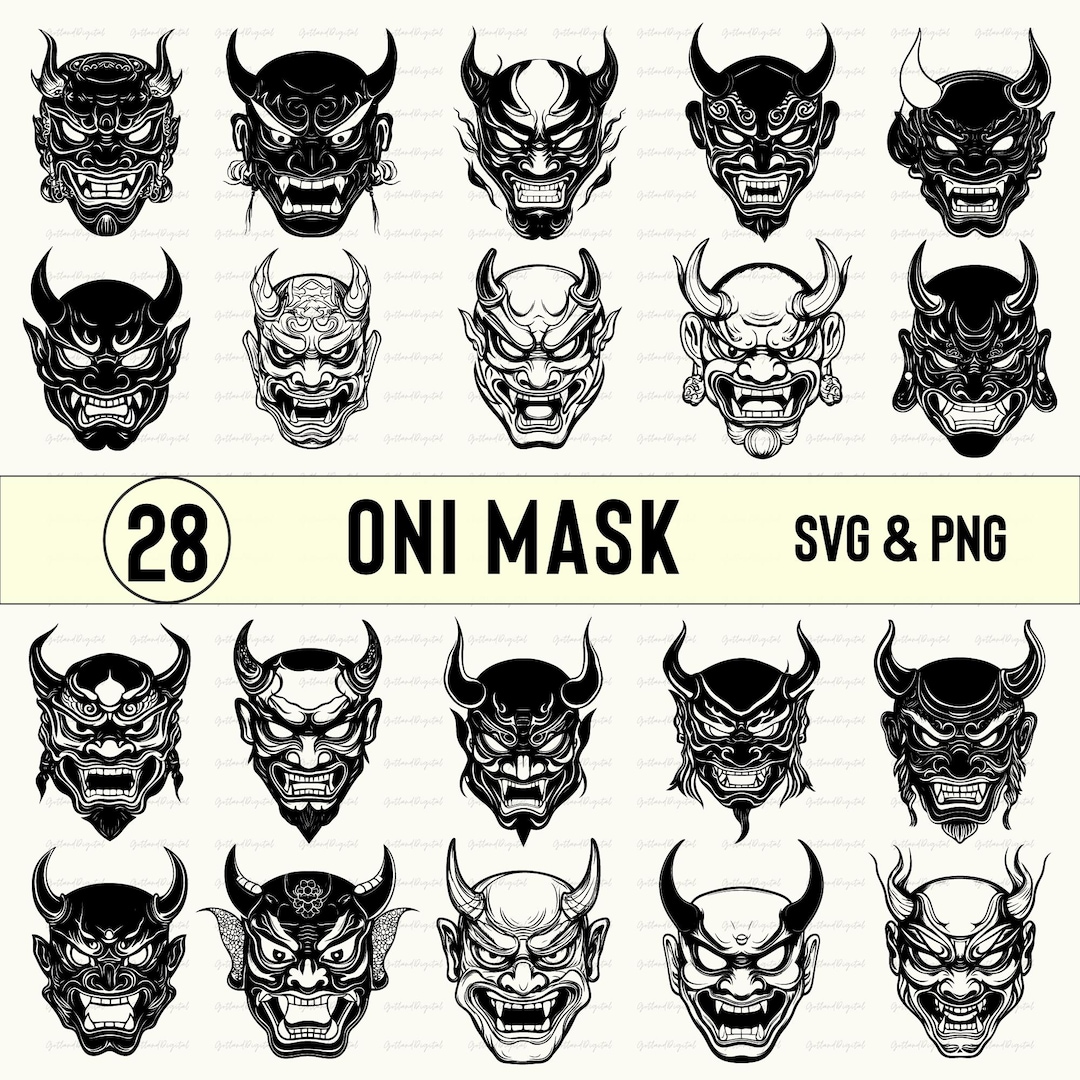 Oni Mask Svg Png, Oni Mask Clipart, Oni Mask Silhouette, Oni Mask ...