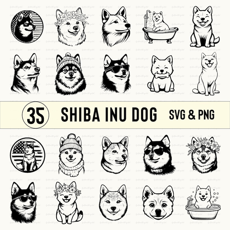 Shiba Inu Dog Svg Bundle, Shiba Inu Dog Silhouette, Shiba Inu Dog ...