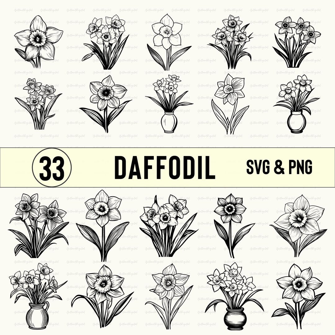 Daffodil Svg Png Bundle, Daffodil Clipart, Daffodil Silhouette ...