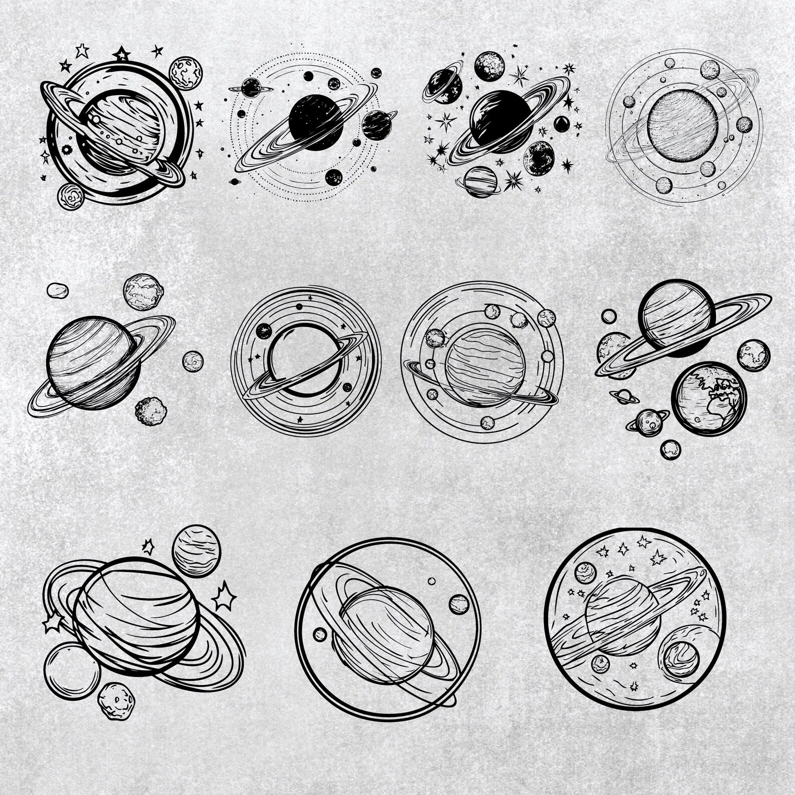 Solar System Svg Bundle, Solar System Silhouette, Solar System Clipart ...