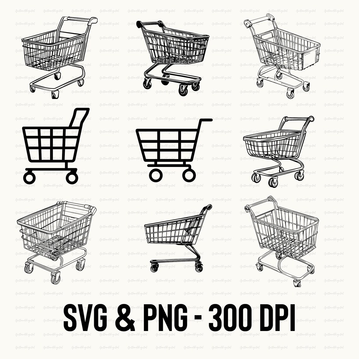 Shopping Cart SVG Bundle: Clipart, Vector, Decal (PNG) - Etsy