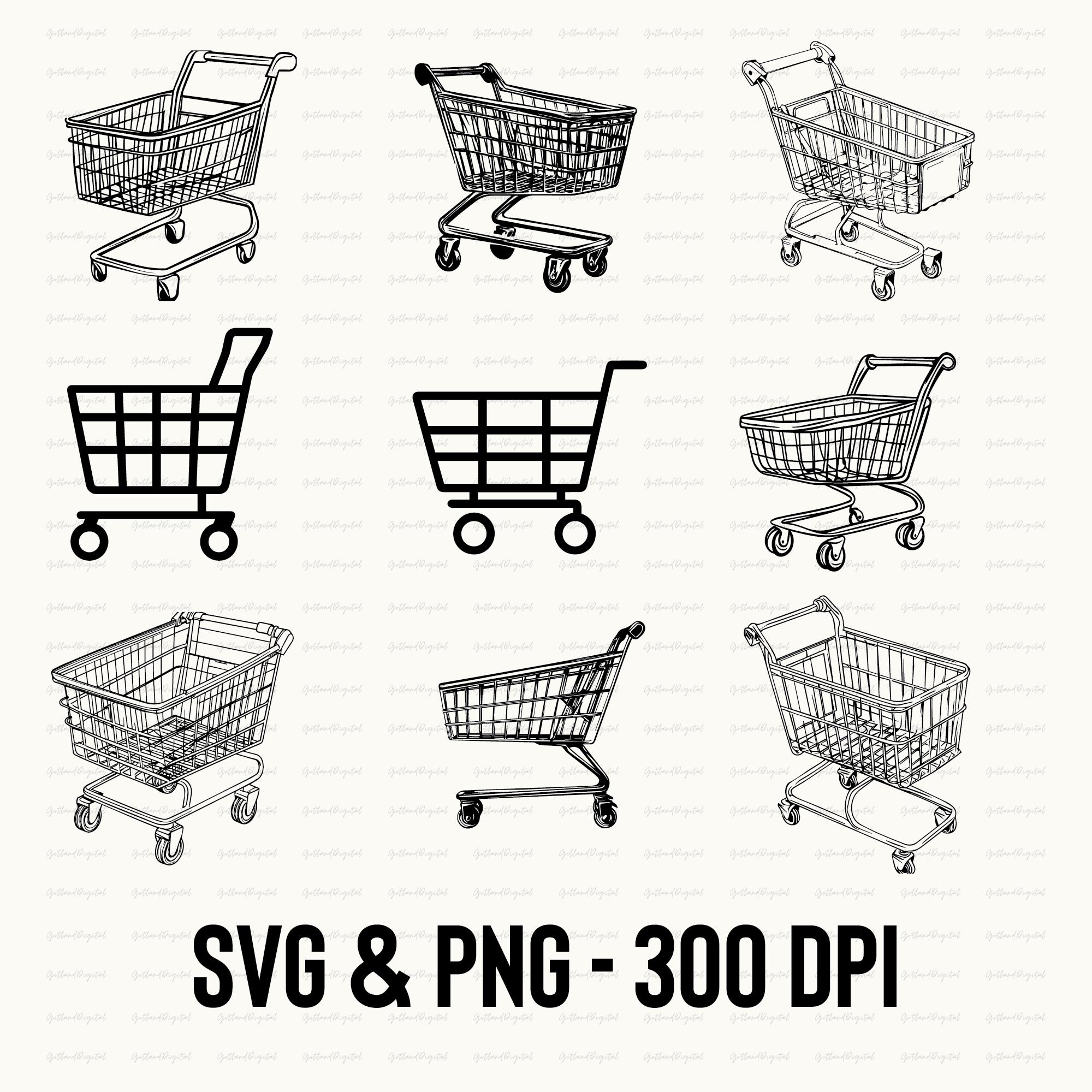 Shopping Cart SVG Bundle: Clipart, Vector, Decal (PNG) - Etsy
