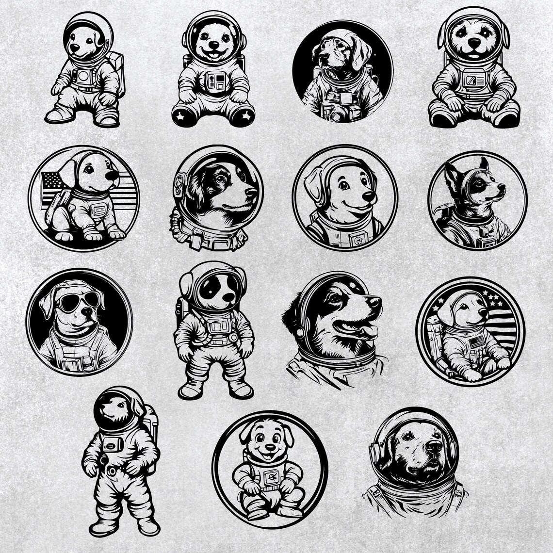 Astronaut Dog Svg Bundle, Astronaut Dog Silhouette Set, Astronaut Dog ...