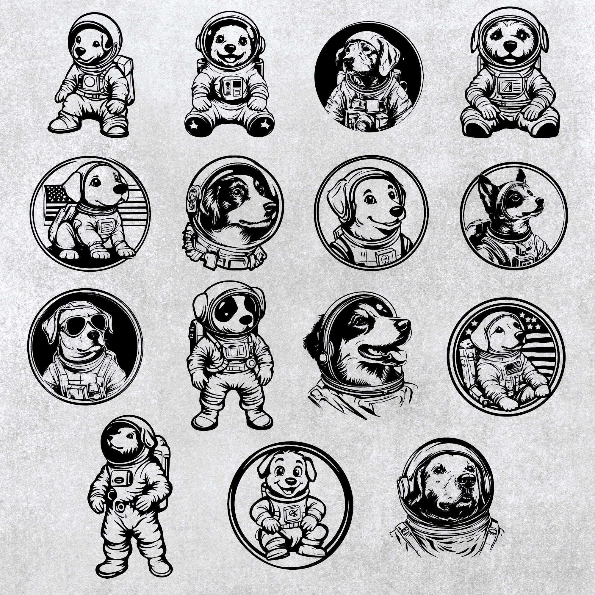 Astronaut Dog Svg Bundle, Astronaut Dog Silhouette Set, Astronaut Dog ...