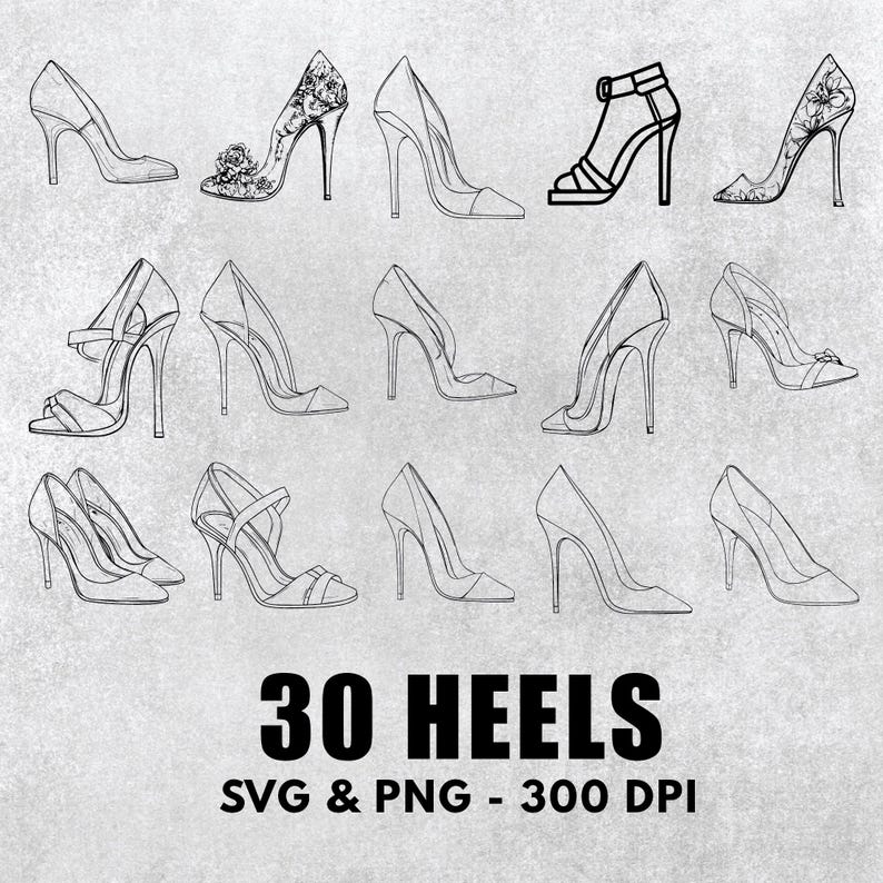 Heels Svg Bundle, Heels Silhouette Set, Heels Clipart, Heels Decal ...
