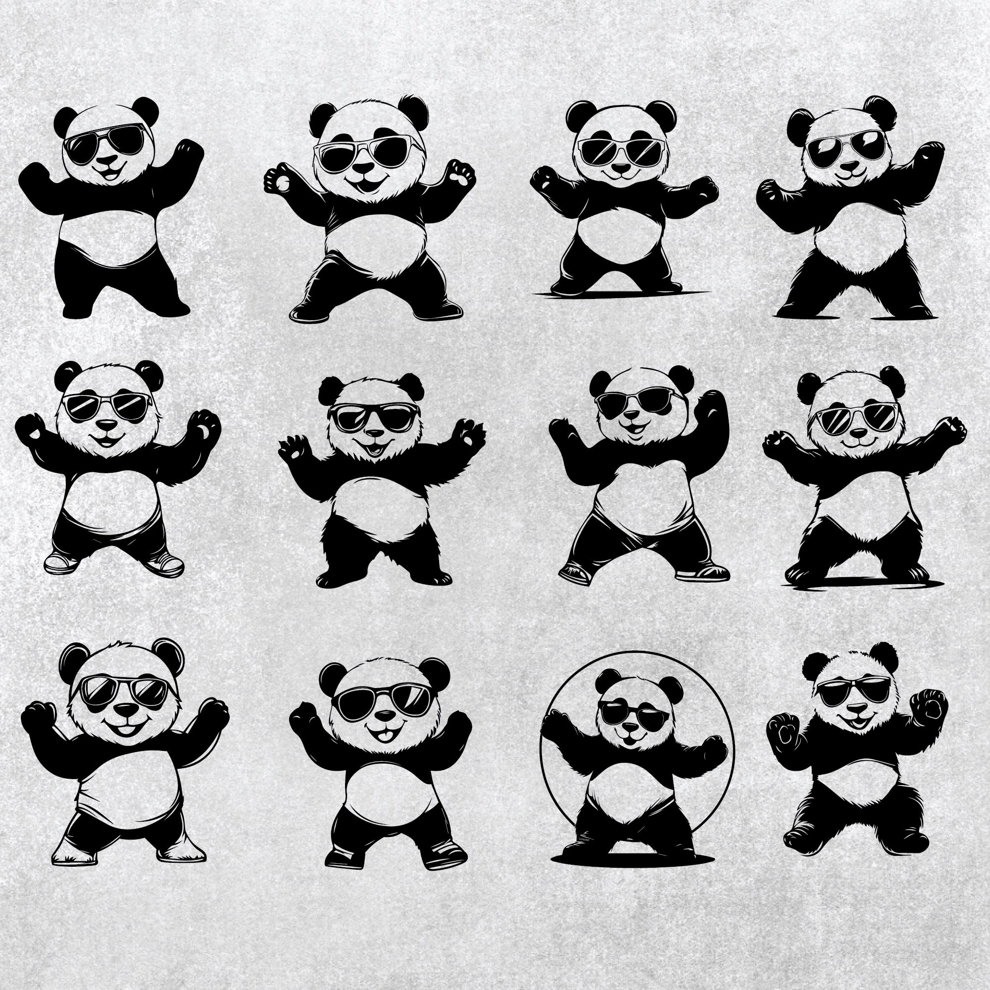 Cute Panda Dancing Svg Bundle, Cute Panda Dancing Silhouette Set, Cute ...