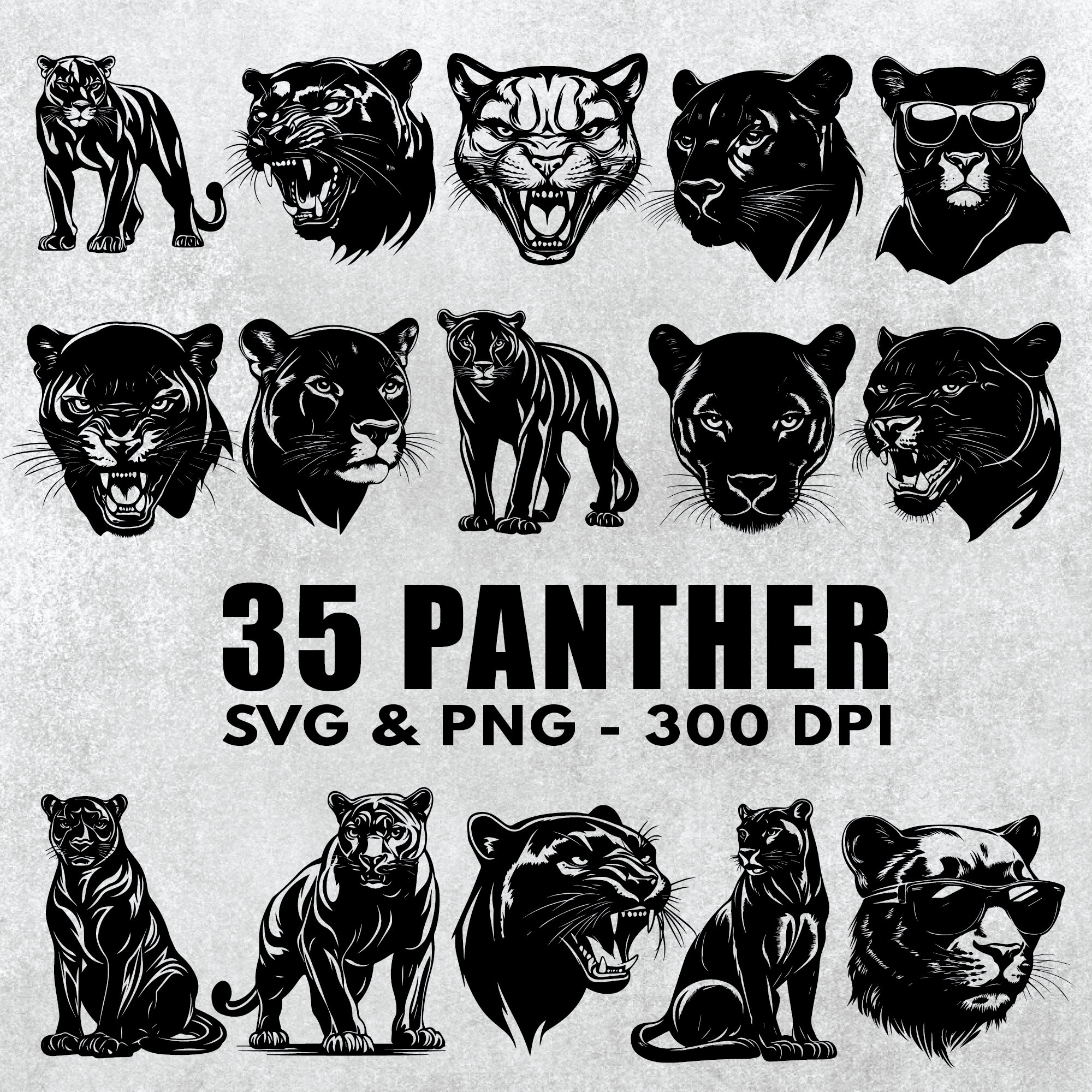 Panther Silhouette Bundle Svg, Panther Svg Vector Set, Panther Clipart ...