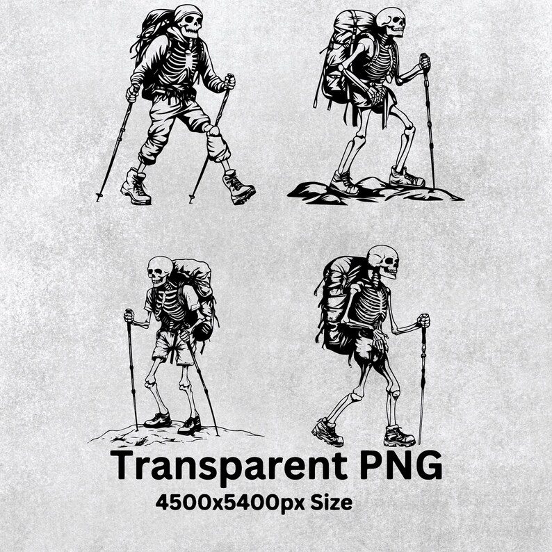 Skeleton Hiker SVG Bundle: Silhouette Clipart Decal (PNG, SVG) - Etsy