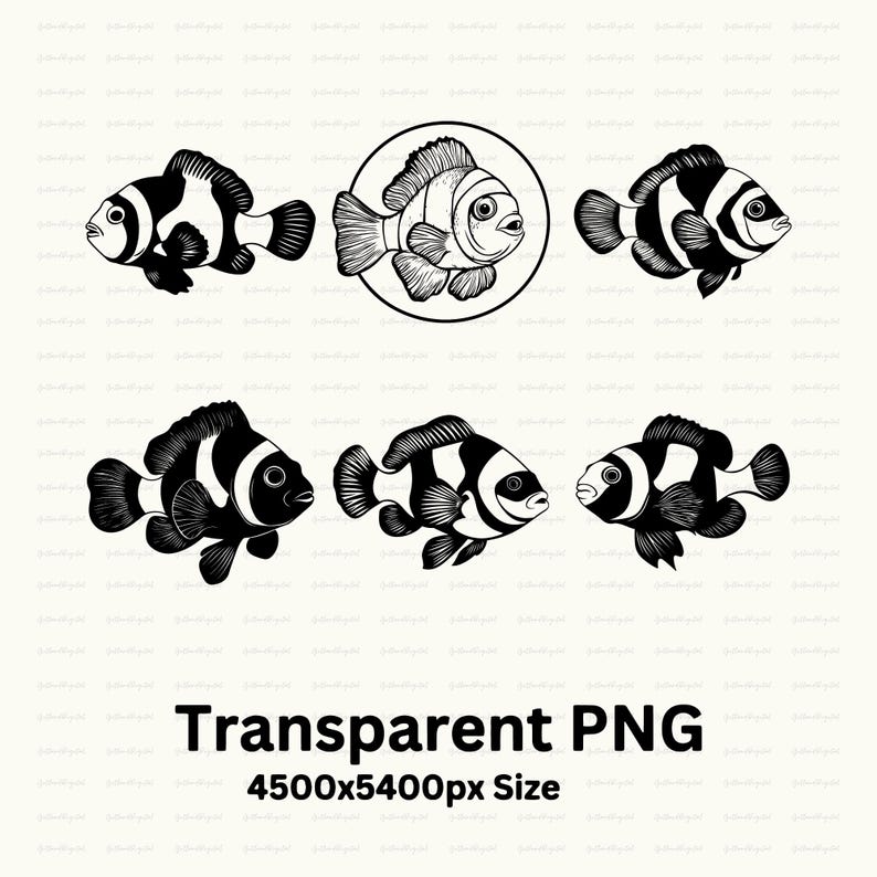 Clownfish SVG PNG Clipart: Fish Decal Designs (300 DPI) - Etsy