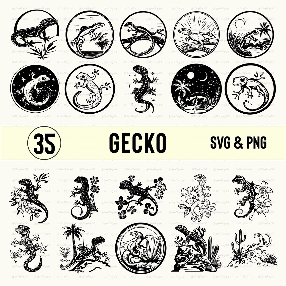 Gecko SVG PNG Clipart: Silhouette Vector Cut Files - Etsy