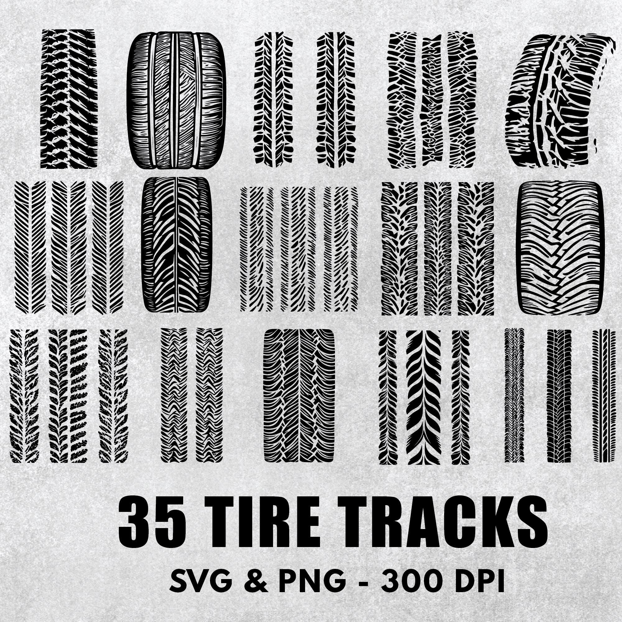 Tire Tracks SVG Bundle: Vector Clipart, Decal Designs (PNG) - Etsy