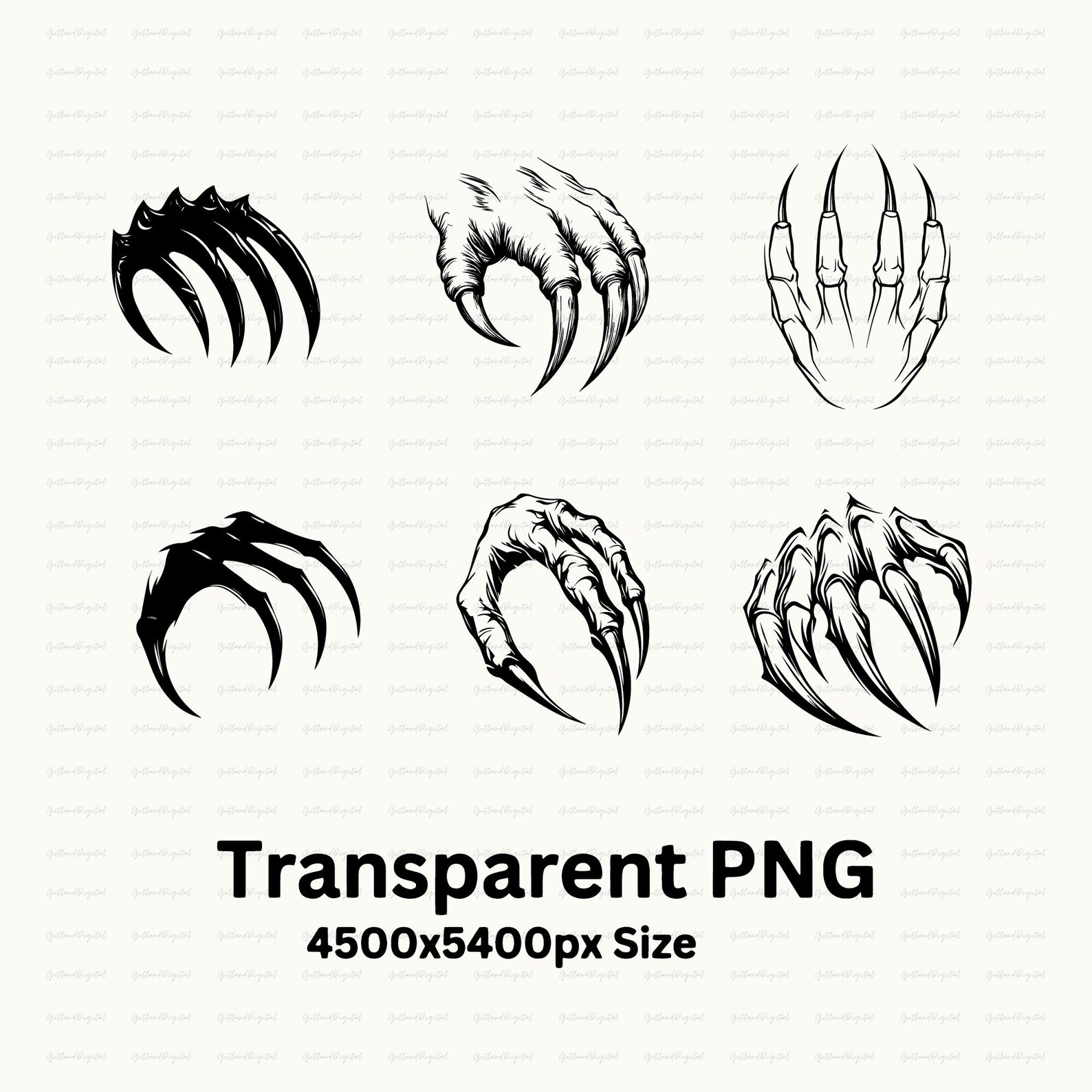 Claw Silhouette Bundle Svg, Claw Svg Vector Set, Claw Clipart Png, Claw ...