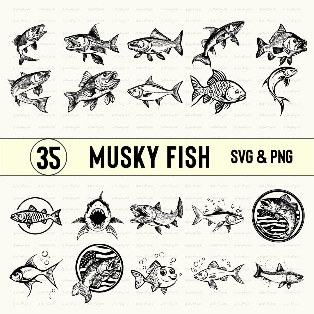 Musky Fish Svg Png, Musky Fish Clipart, Musky Fish Silhouette, Musky ...