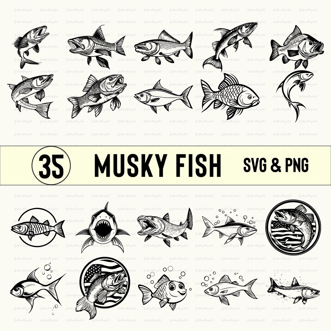 Musky Fish Svg Png, Musky Fish Clipart, Musky Fish Silhouette, Musky ...