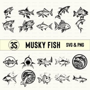 Musky Fish Svg Png, Musky Fish Clipart, Musky Fish Silhouette, Musky ...