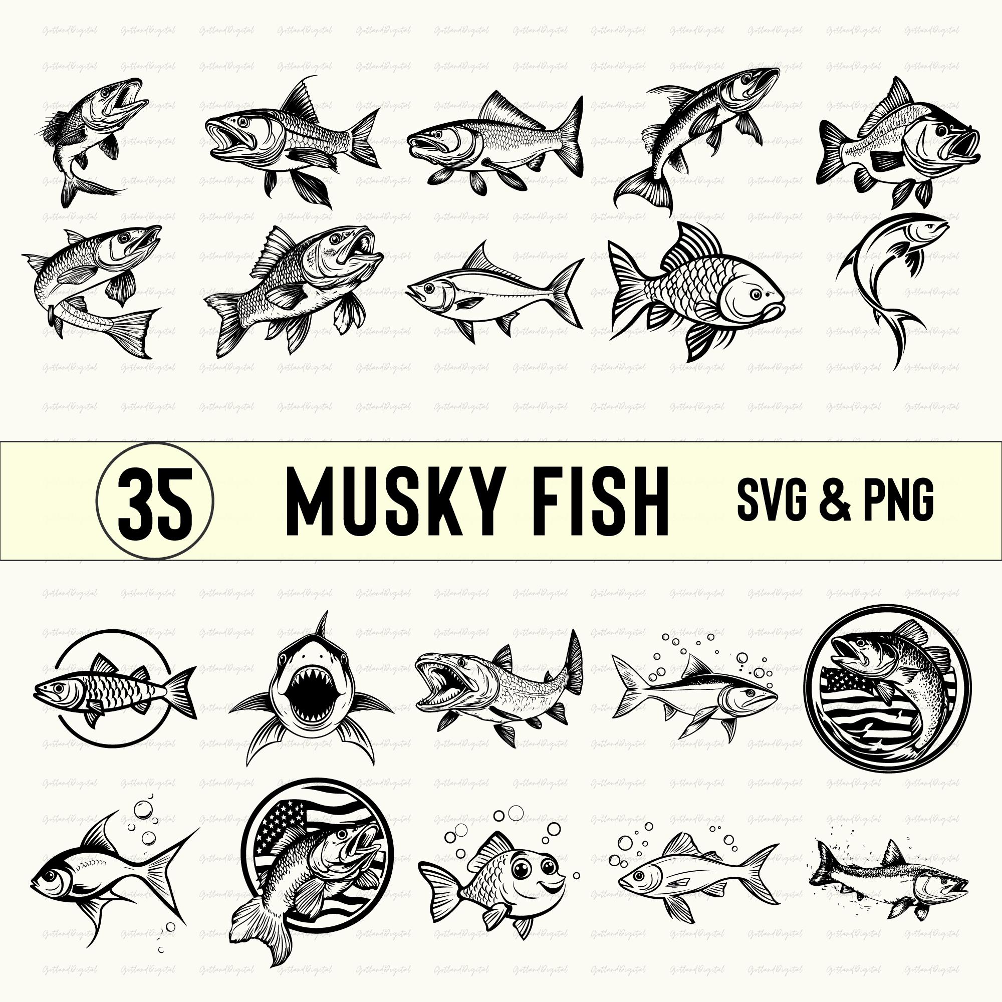 Musky Fish Svg Png, Musky Fish Clipart, Musky Fish Silhouette, Musky ...
