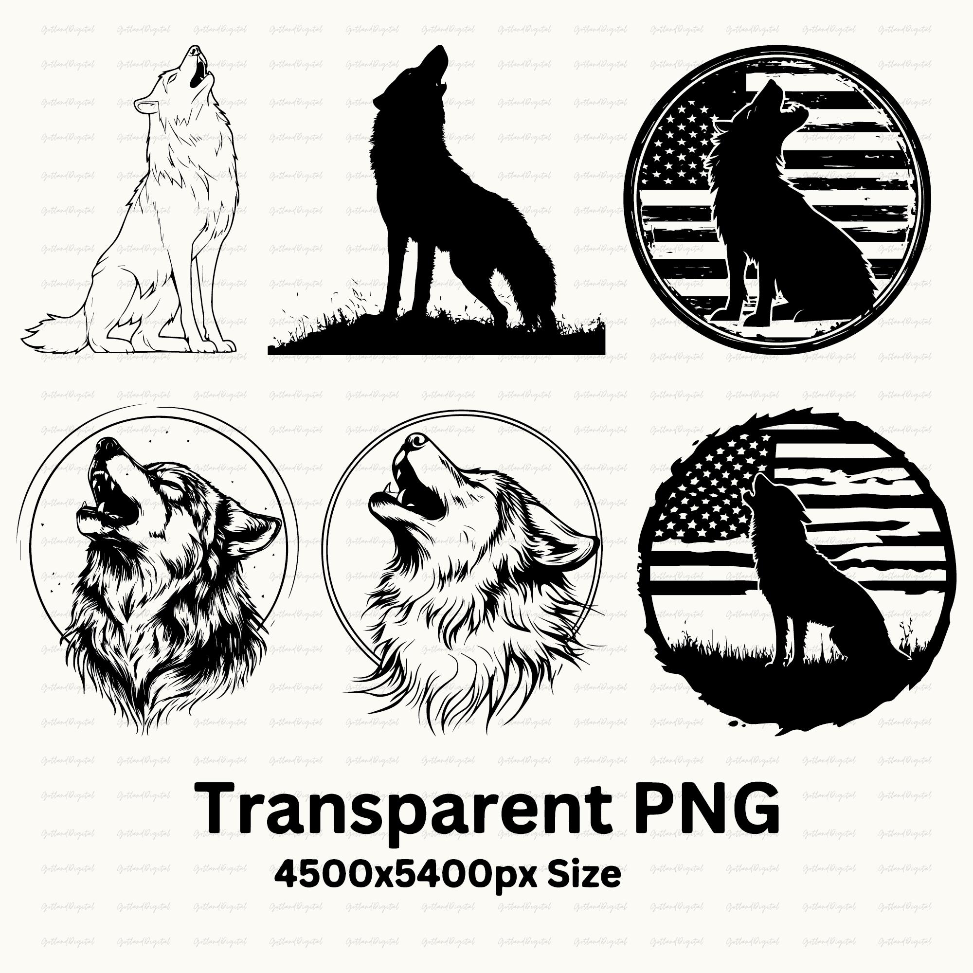 Howling Wolf Svg Bundle, Howling Wolf Silhouette, Howling Wolf Clipart ...