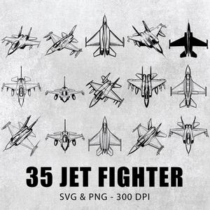 Jet Fighter SVG Bundle: Clipart, Decal, and Icon Files - Etsy