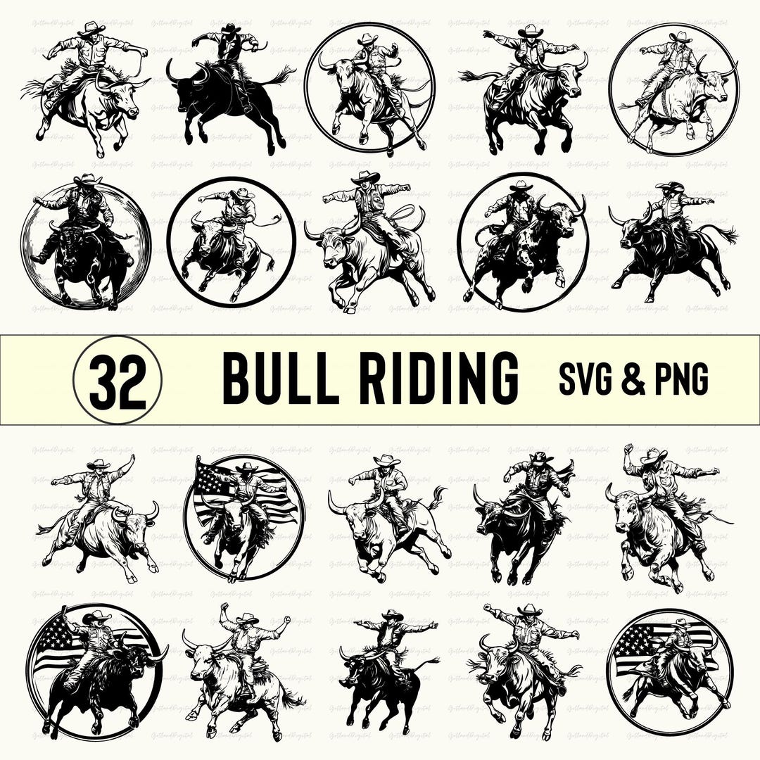 Bull Riding Svg Png, Bull Riding Clipart, Bull Riding Silhouette, Bull ...