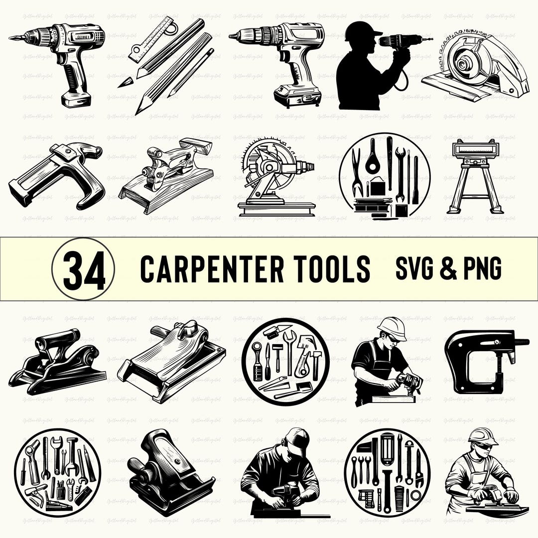 Carpenter Tools Svg Png, Carpenter Tool Clipart, Carpenter Tool ...