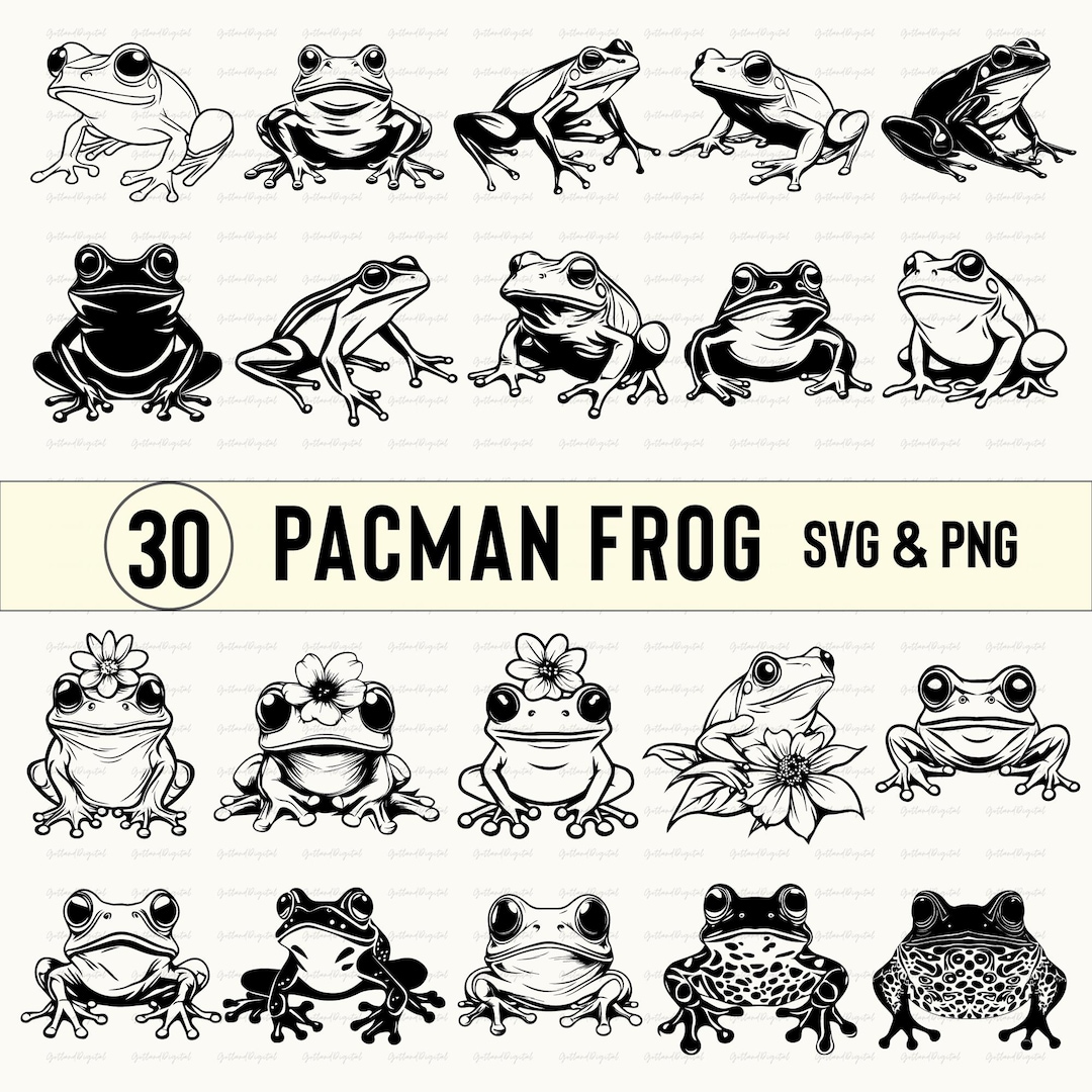 Pacman Frog Svg Bundle, Pacman Frog Silhouette Png, Pacman Frog Clipart ...