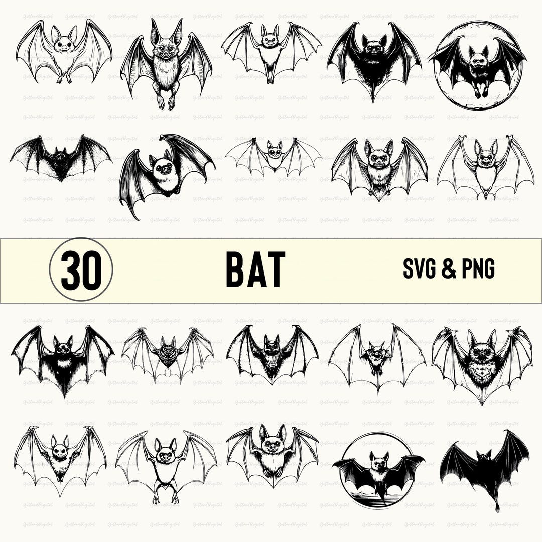 Bat Svg Bundle, Bat Silhouette, Bat Clipart, Bat Vector, Bat Decal, Bat ...