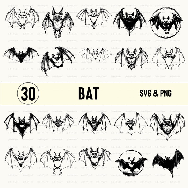 Bat Svg Bundle, Bat Silhouette, Bat Clipart, Bat Vector, Bat Decal, Bat ...