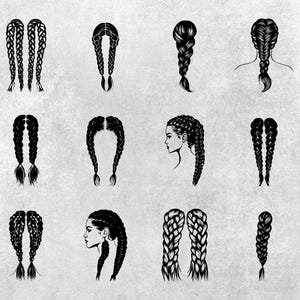 Braids Svg Png Bundle, Braids Clipart, Braids Silhouette, Braids Vector ...