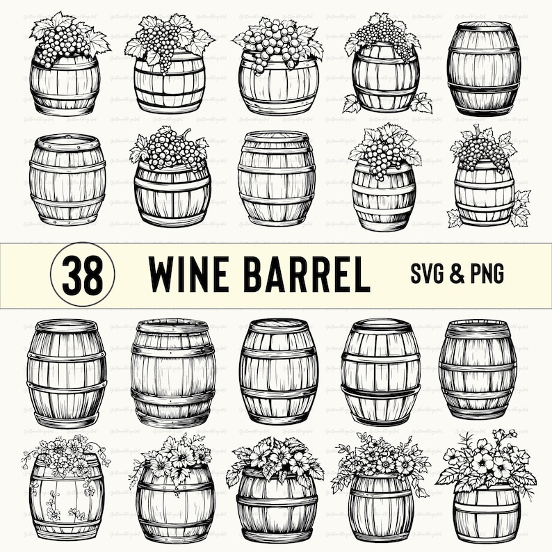 Wine Barrel Svg Png, Wine Barrel Clipart, Wine Barrel Silhouette, Wine ...