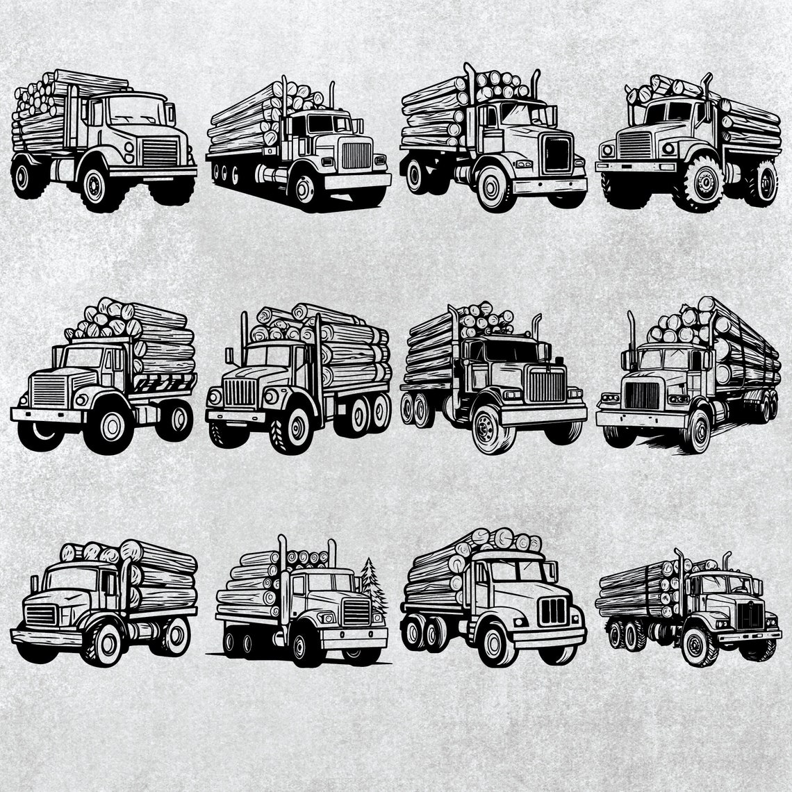 Logging Truck SVG Bundle: Silhouette Clipart Vector (PNG, SVG) - Etsy