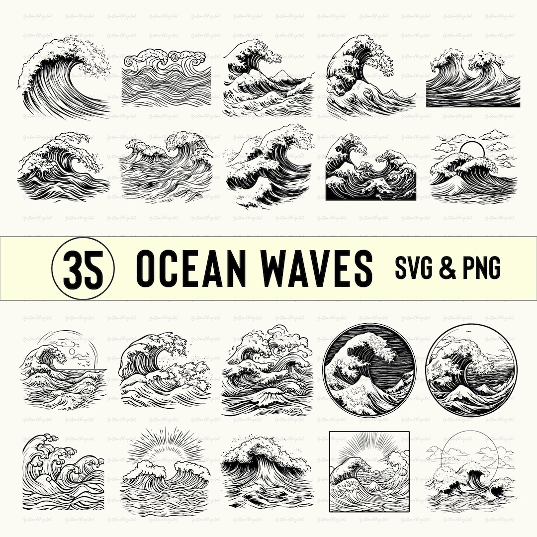Ocean Waves Svg Png, Ocean Waves Clipart, Ocean Waves Silhouette, Ocean ...