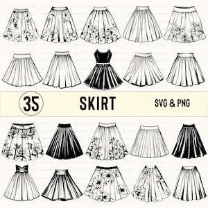 Skirt SVG PNG Bundle: Silhouette Clipart Vector Art - Etsy