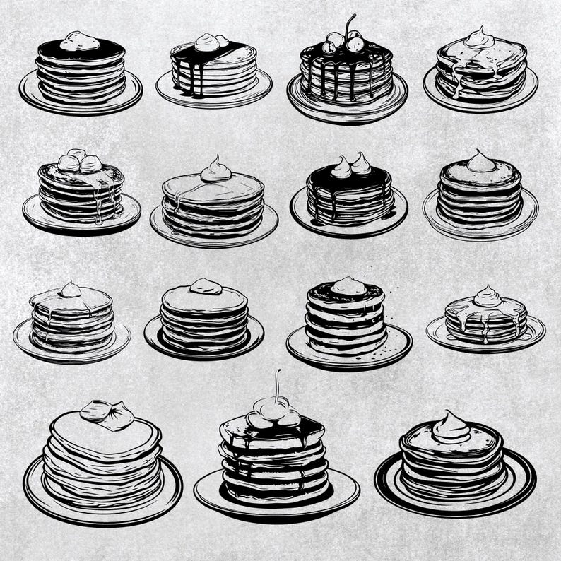 Pancake Svg Bundle, Pancake Silhouette Png Set, Pancake Clipart ...