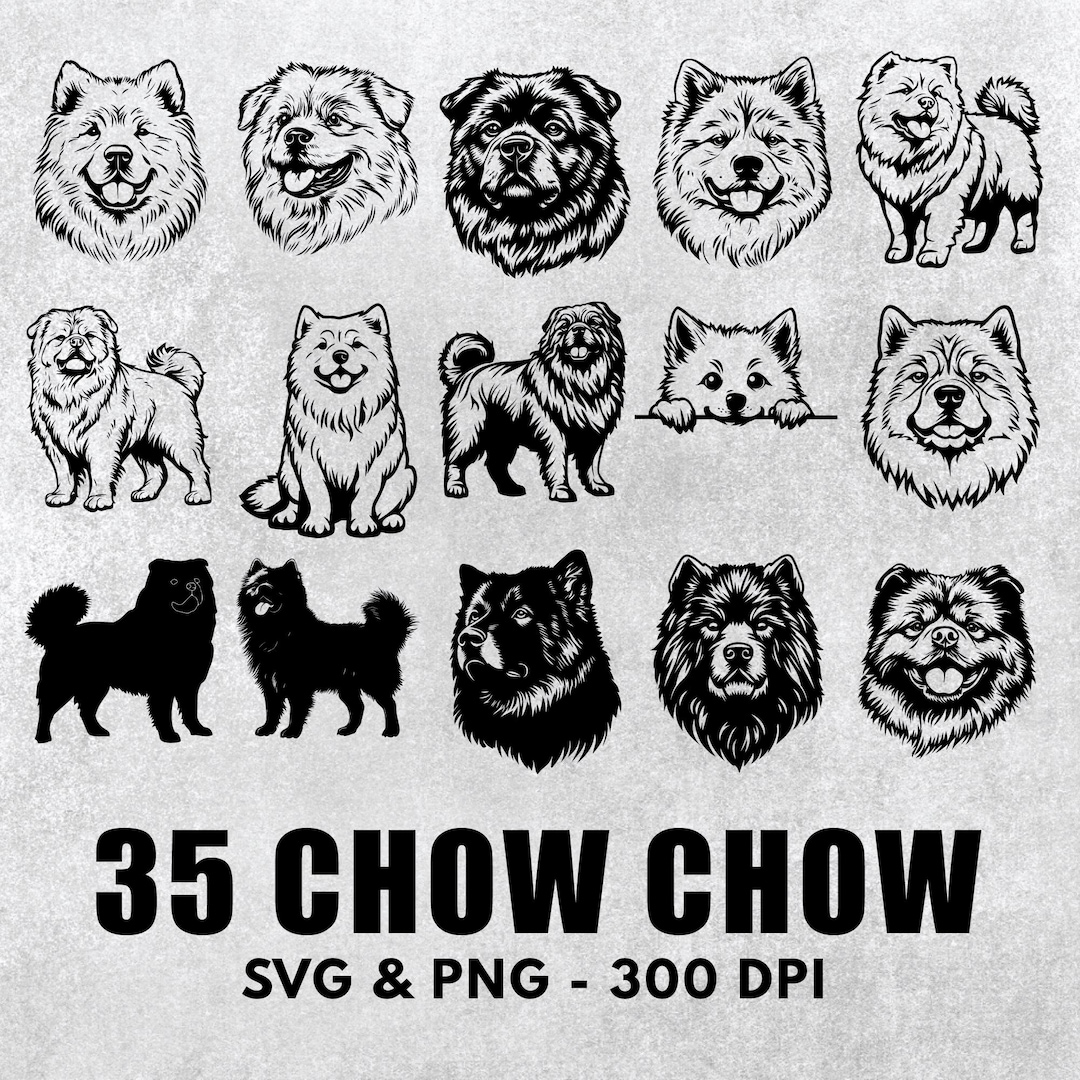 Chow Chow Svg Bundle, Chow Chow Vector Set, Chow Chow Clipart, Chow ...