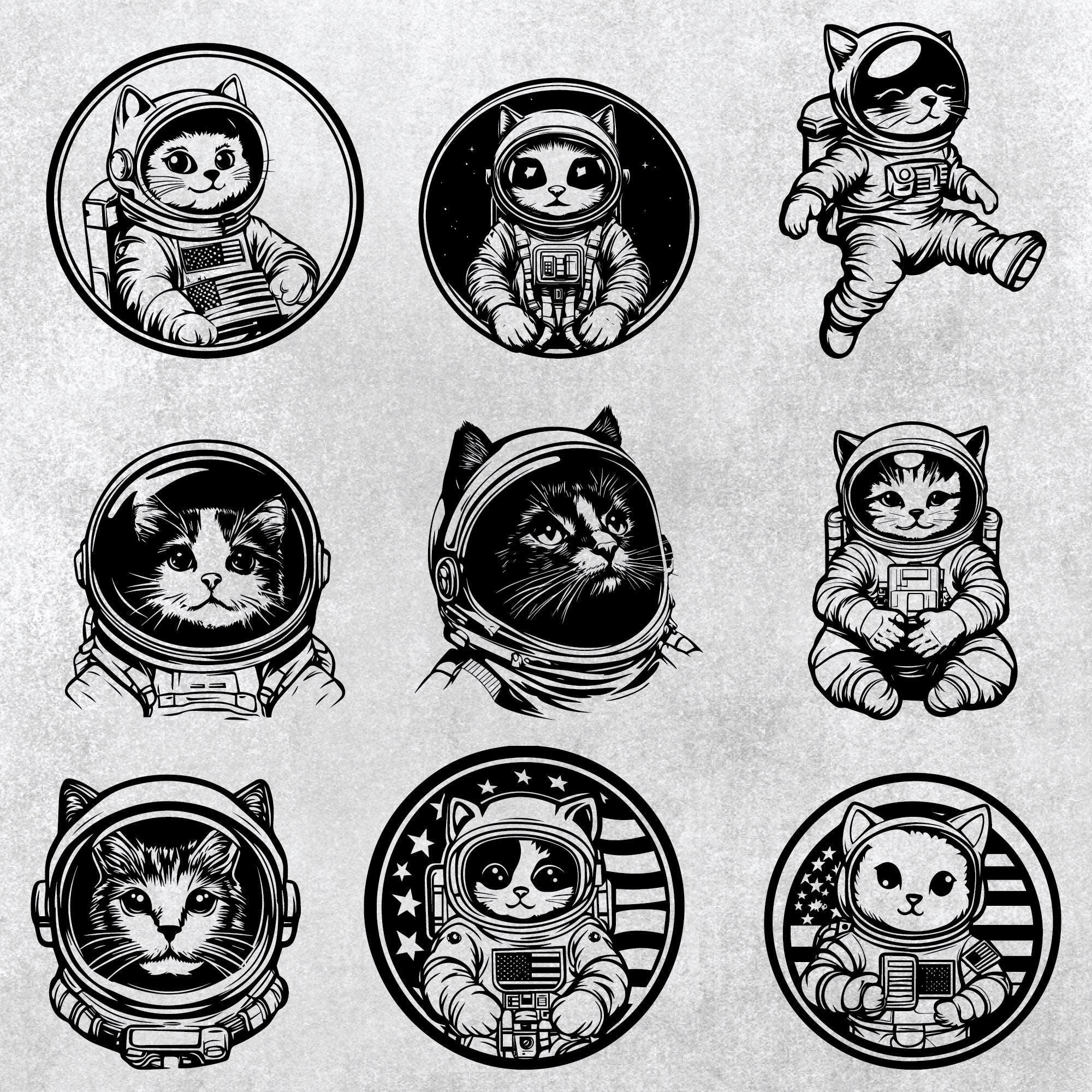Astronaut Cat SVG Bundle: Space Clipart, Logo Icon (PNG) - Etsy