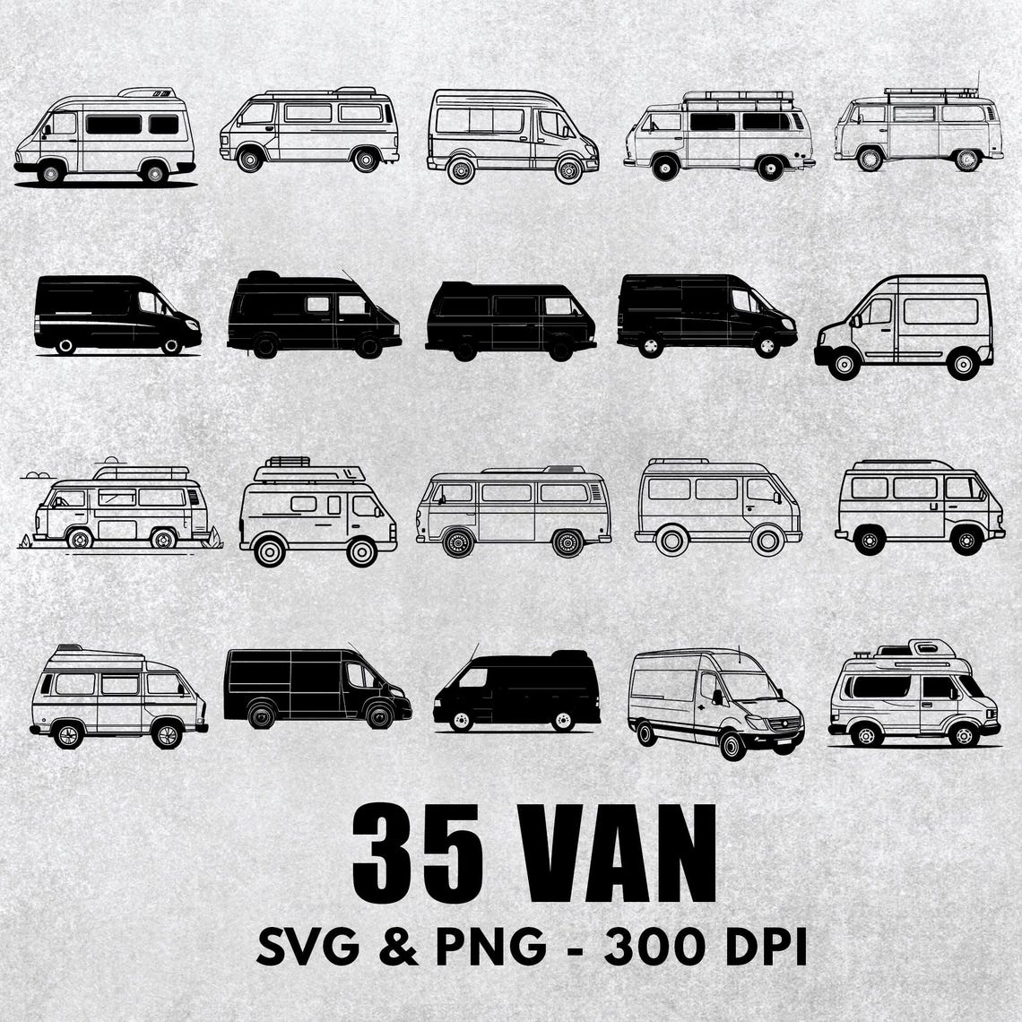 Van SVG Bundle: Silhouette Clipart Vector (PNG, Cricut Files) - Etsy