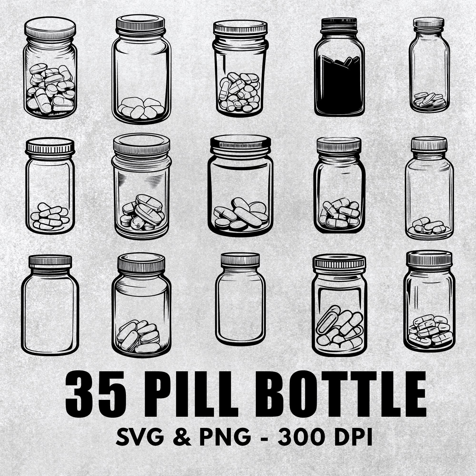 Pill Bottle SVG Bundle: Clipart, Vector, Cricut Cut Files - Etsy