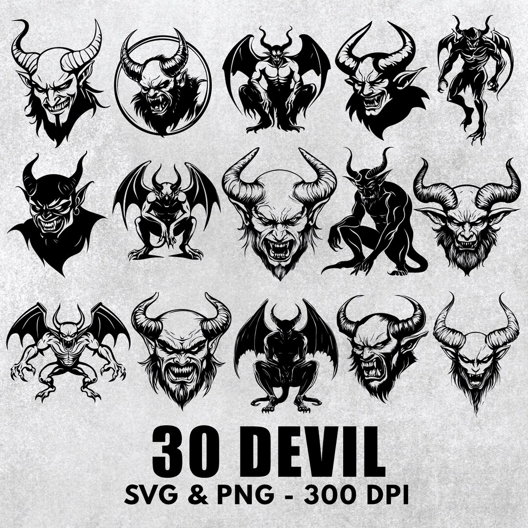 Devil Silhouette SVG Bundle: Cricut Cut Files, Decals, Logos (PNG) - Etsy