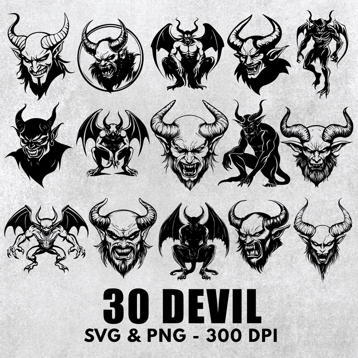 Devil Silhouette SVG Bundle: Cricut Cut Files, Decals, Logos (PNG) - Etsy