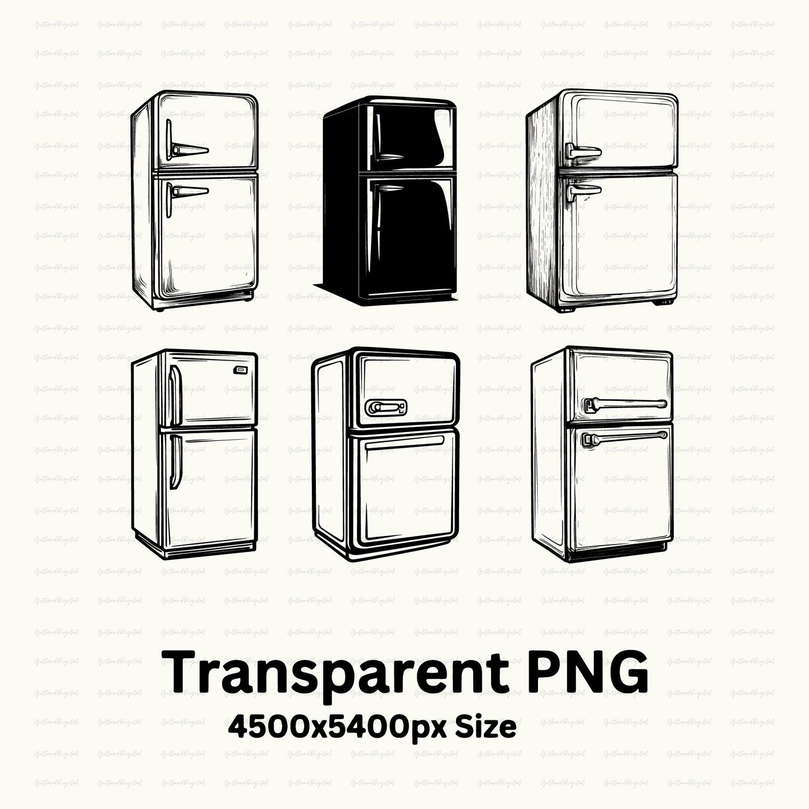 Refrigerator SVG Bundle: Clipart, Silhouette, Vector (PNG) - Etsy