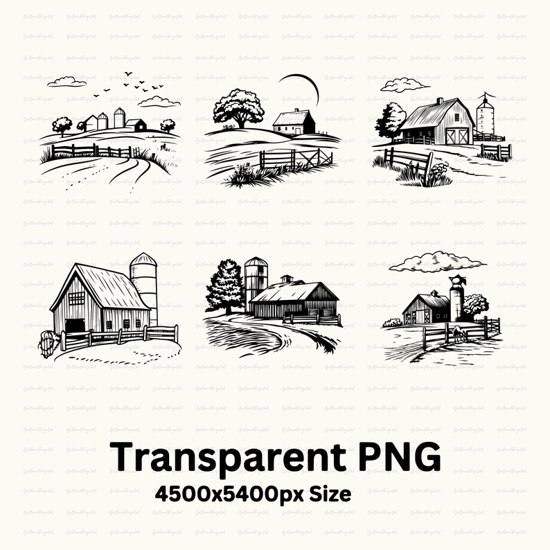 Farm Ranch SVG PNG Bundle: Countryside Clipart, Silhouette Vector Art ...