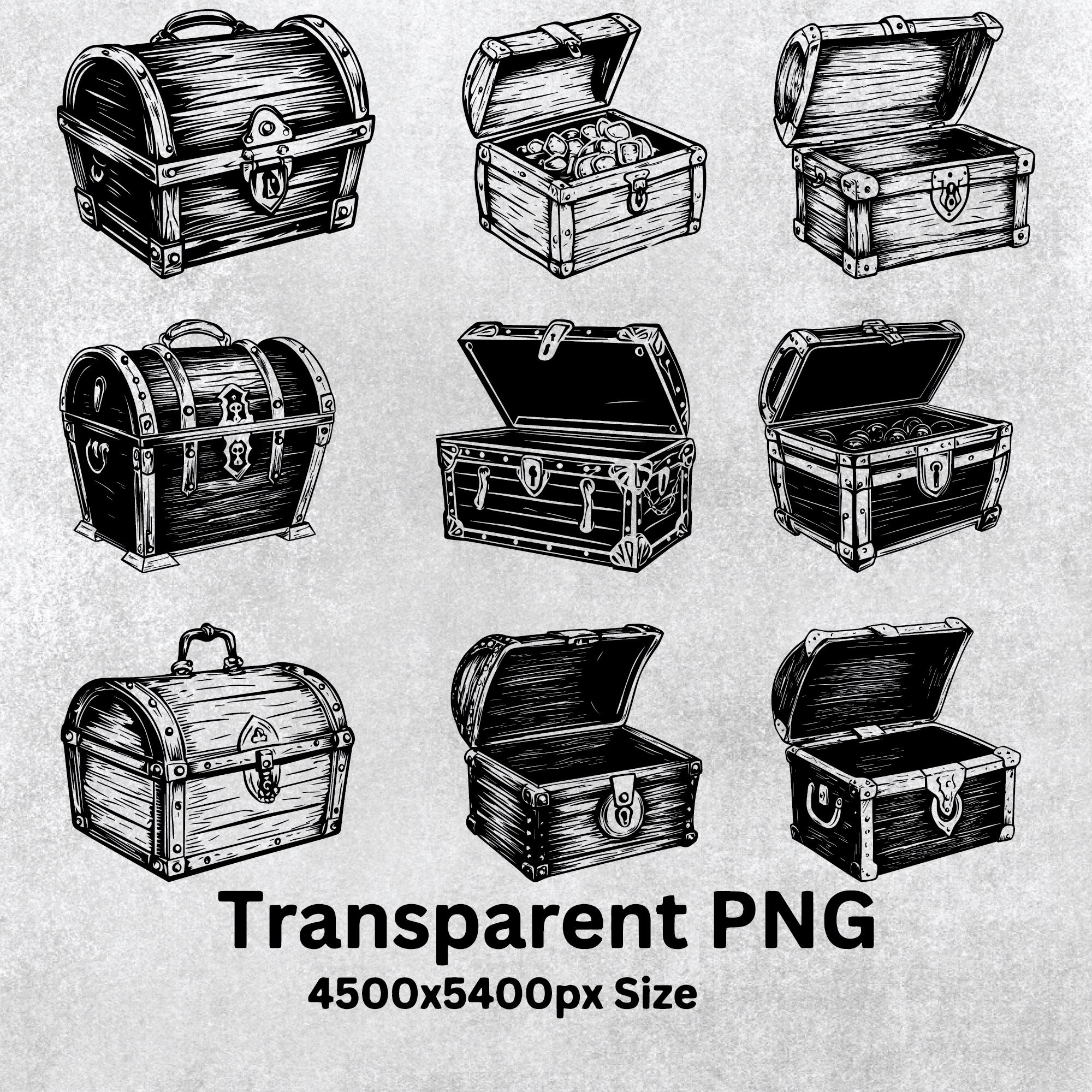 Treasure Chest Outline SVG PNG Bundle: Clipart Vector Cut Files - Etsy