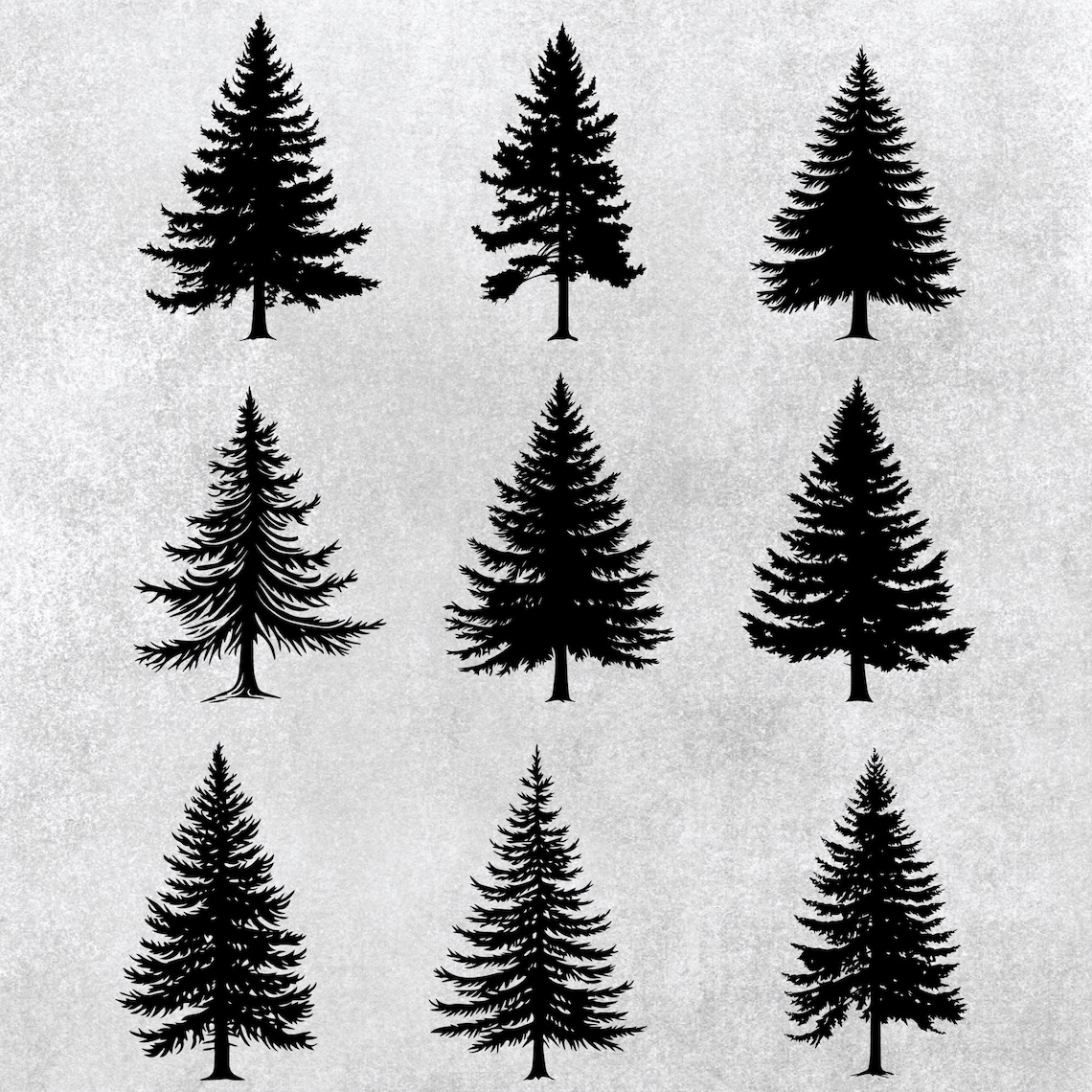Pine Tree Svg Bundle, Pine Tree Vector Set, Pine Tree Clipart, Pine ...