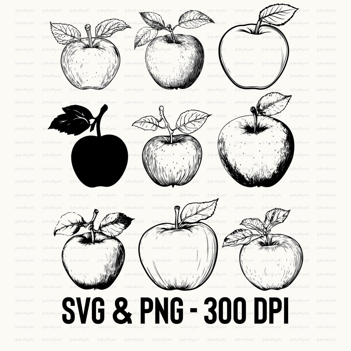 Apple SVG Bundle: Silhouette Clipart, Apple Decal (PNG) - Etsy