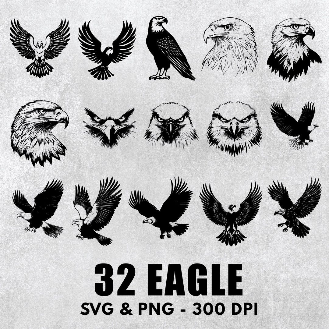 Eagle Svg Bundle, Eagle Silhouette, Eagle Clipart, Eagle Vector, Eagle ...