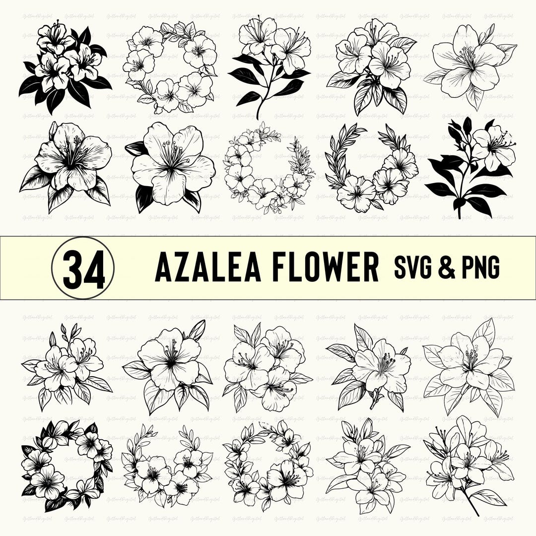 Azalea Flower Svg Png Bundle, Azalea Flower Clipart, Azalea Flower ...